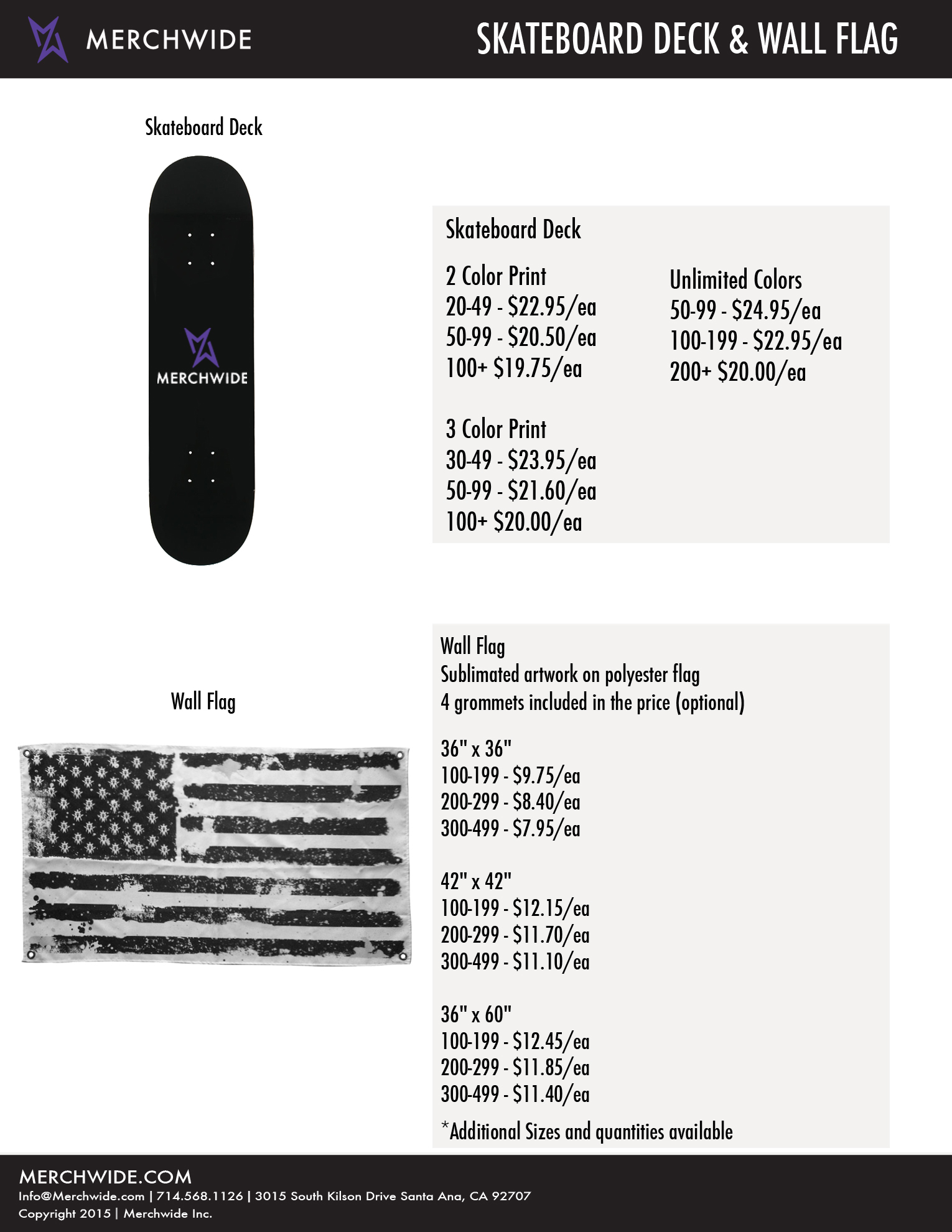 MERCHWIDE SKATEBOARD & FLAG ONE SHEET - Merchwide Inc | Merchwide Inc
